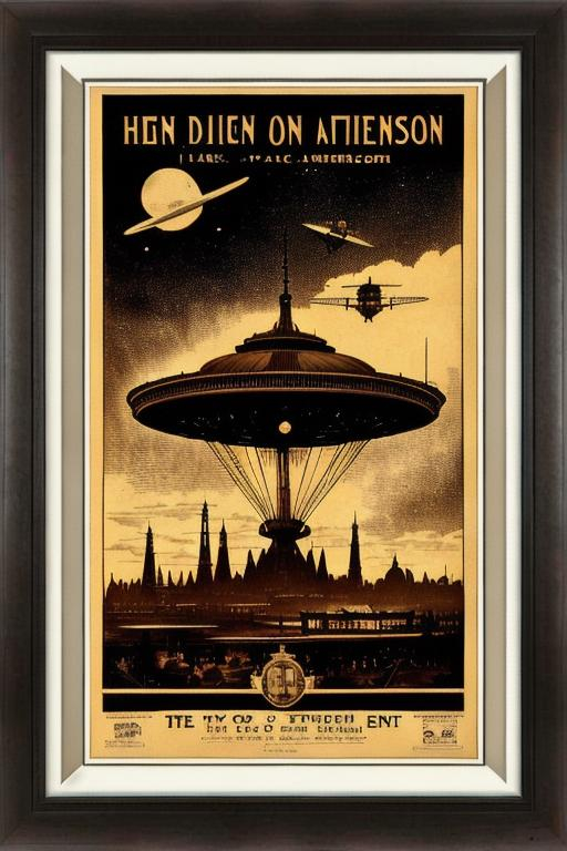framed, early 1900s poster about an h.g. wells inspi... | OpenArt