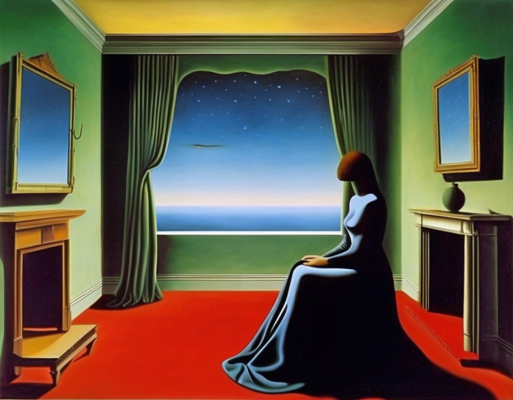 Rene Magritte surrealist style, ethereal dreamscape....
