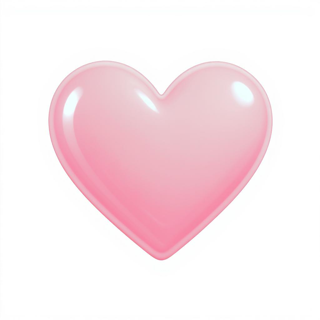 A glossy, pastel pink heart dominates the image, dis...