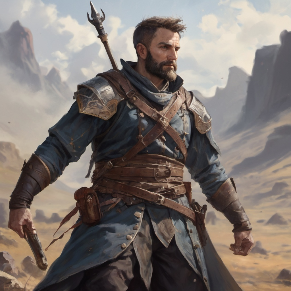 Male heavy-set mature fit bard with short-cut hair a...