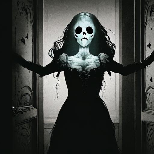 a ghastly female ghost holding out her arms and beck... | OpenArt