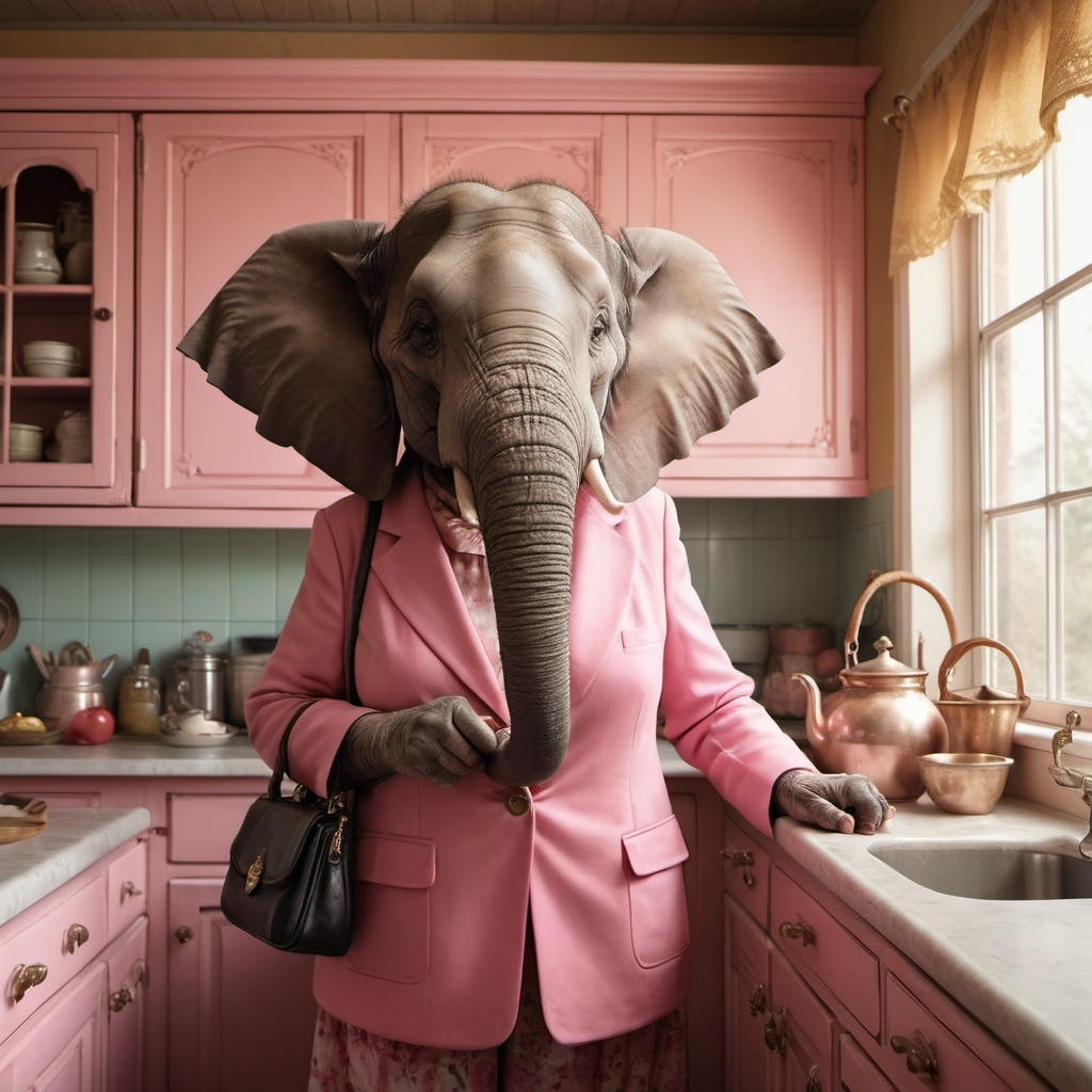 Detailed photo of a human elephant who is dressed in...