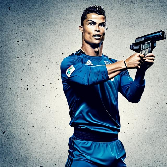 Ronaldo holding a gun