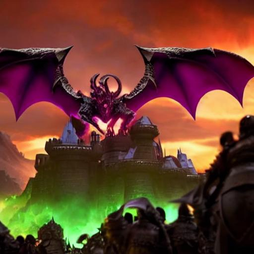 violett and Black Dragon defending enormous fantasy... | OpenArt