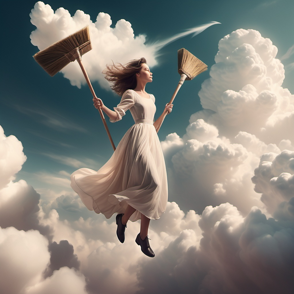 magical realism concept, a woman soaring through the...