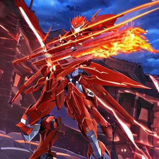 Boy, use Mecha Flame Armor, Flame mask, Flame hair,... | OpenArt