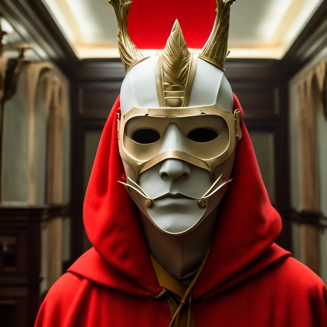 The red king. Wes Anderson style character in mask