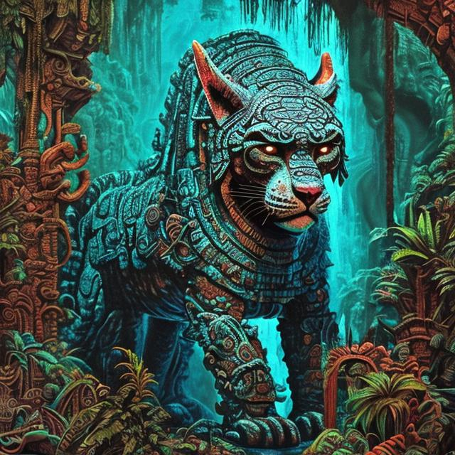 mayan jaguar warrior exploring the underworld in las...