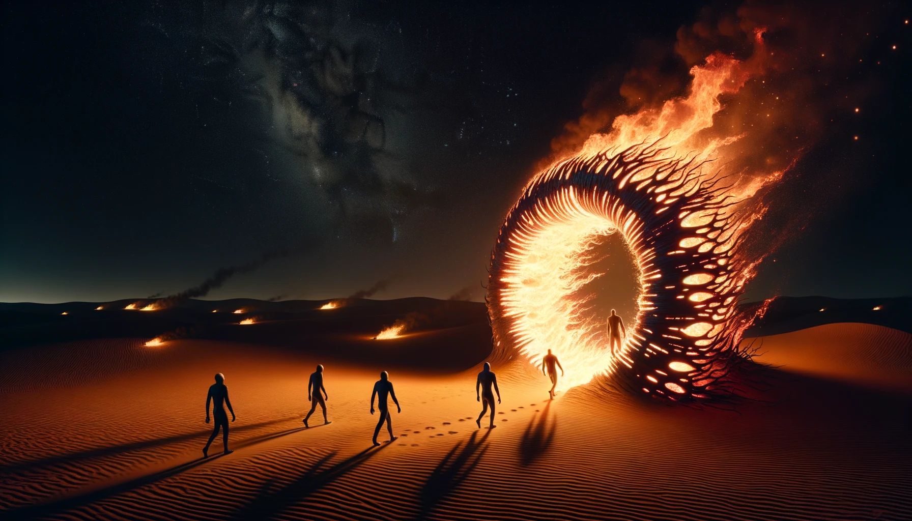 Hollow out burning inside out creatures walking in t...