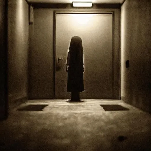 A monster is standing in a dimly lit hallway, terrif... | OpenArt