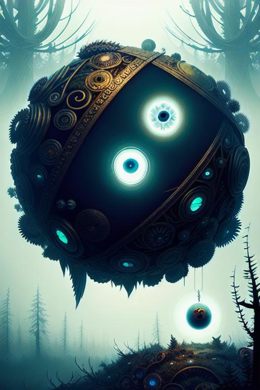 floating eyeball with with multiple pairs of giant w...