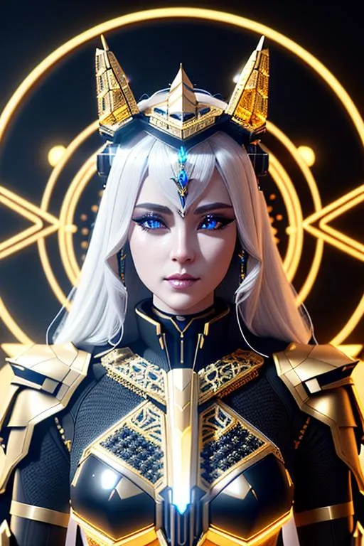 epic 3d portrait of halfrobot white queen wearing me... | OpenArt