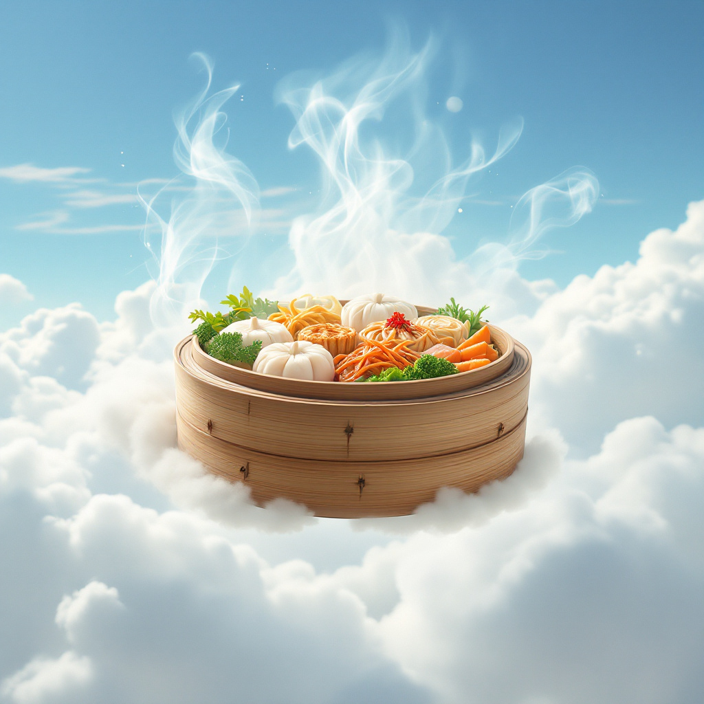 make a photo of a dim sum in the sky