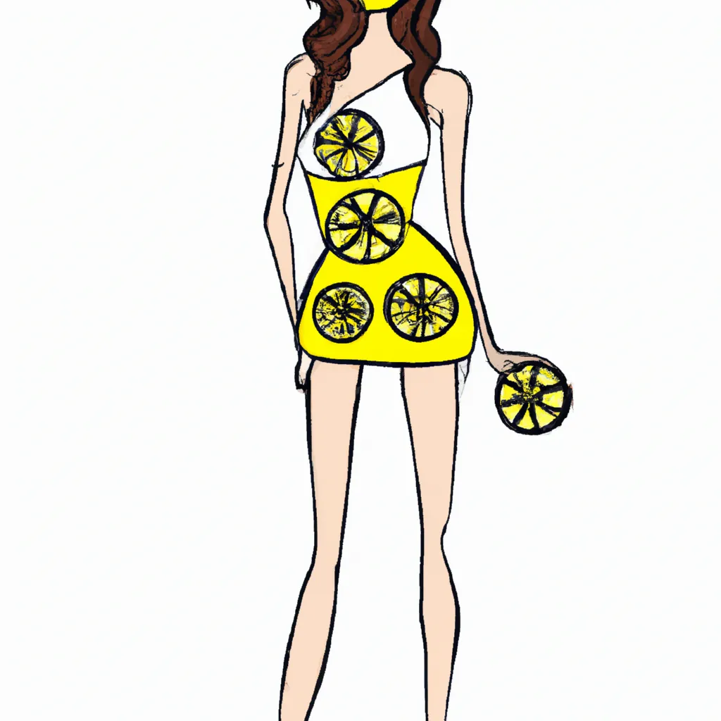 attractive cute woman wearing a lemon themed dress,... | OpenArt