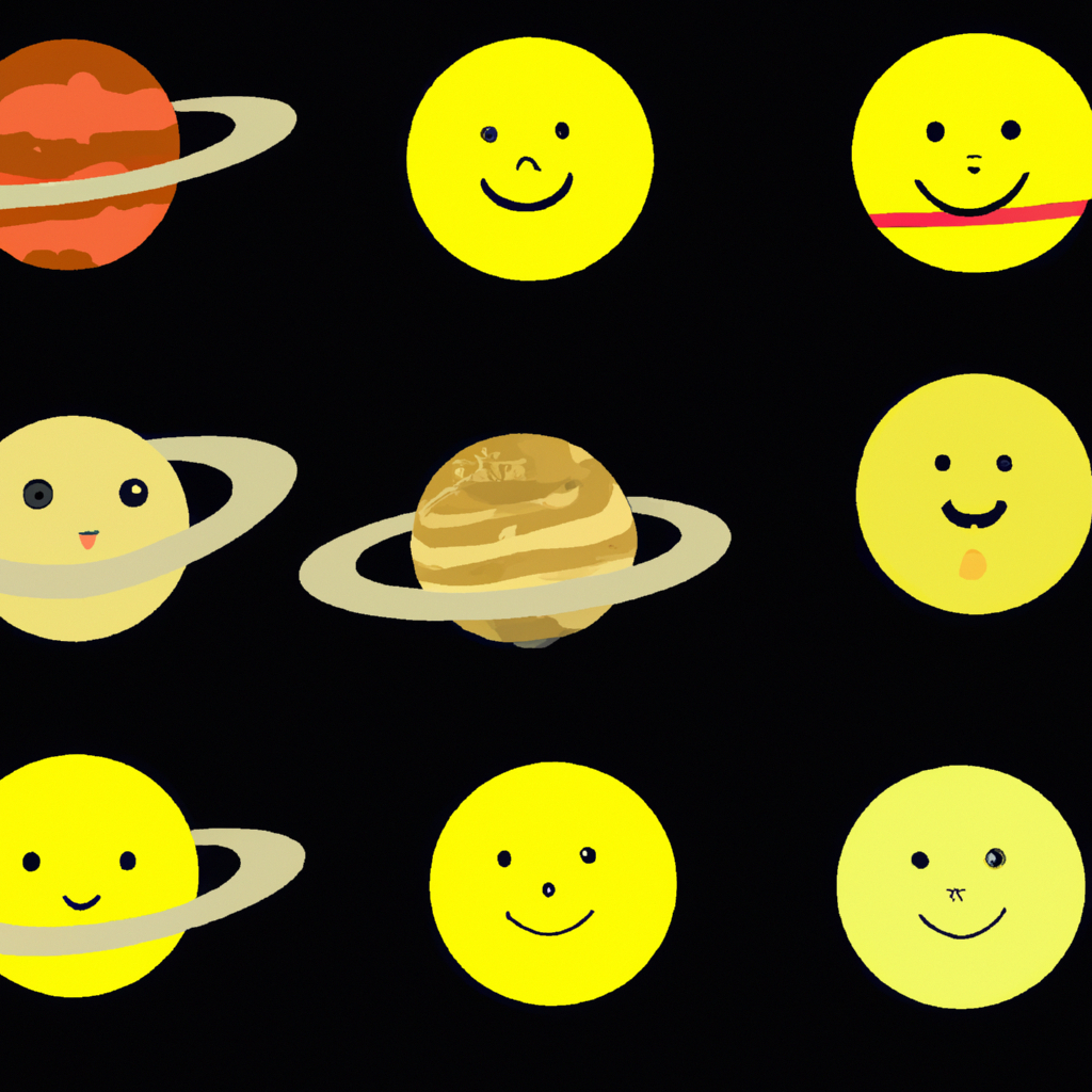 A solar system of lemmon planets with smiley faces. | OpenArt