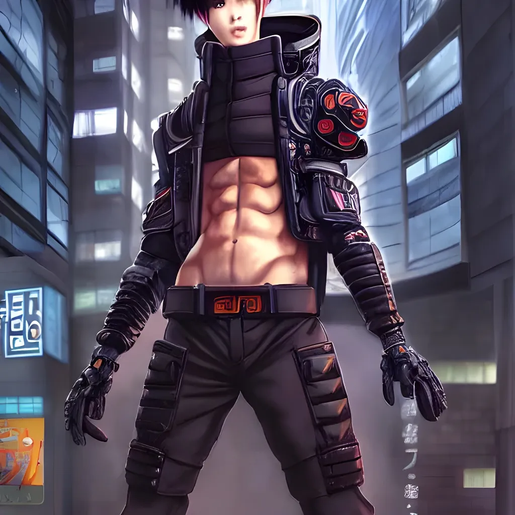 a male goth model with self harm scars on his thighs... | OpenArt