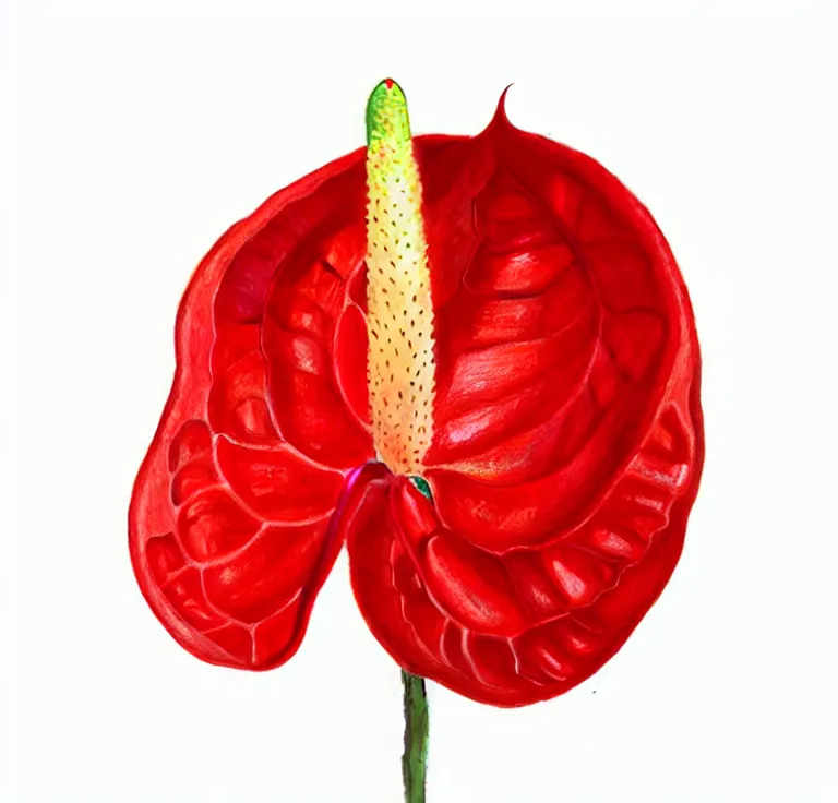 colored pencil drawing of Anthurium plant, highly de... | OpenArt