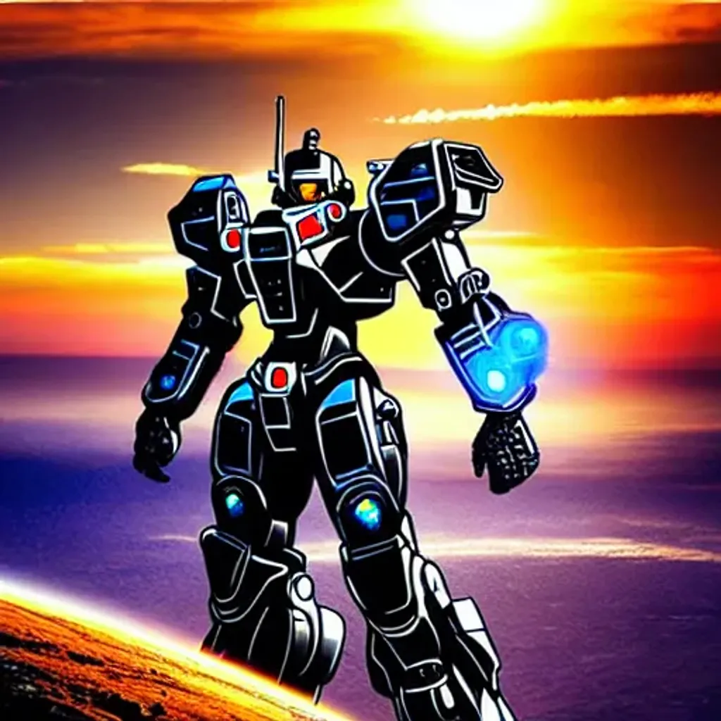 A robot made out of diamond has rocket arms that hav... | OpenArt