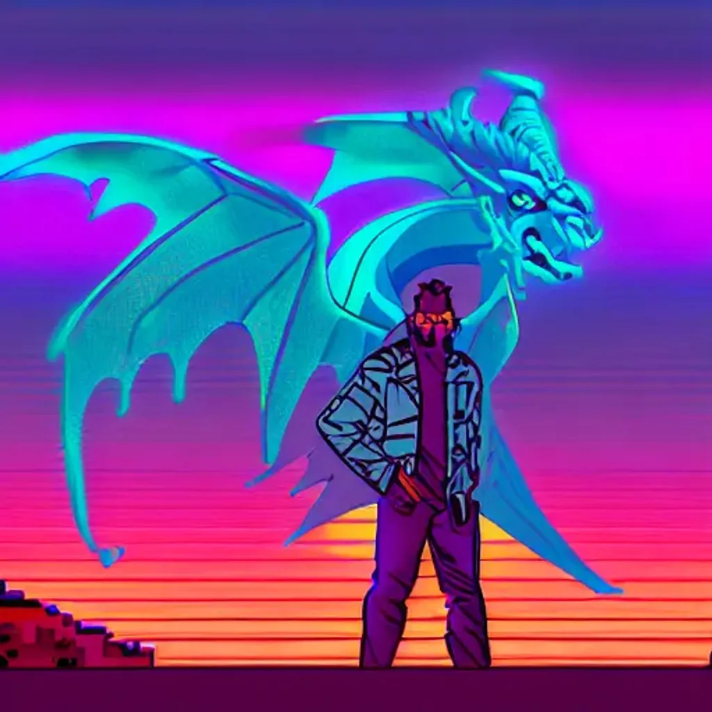 synthwave dragon | OpenArt