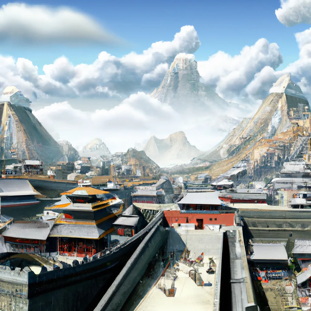 Many ancient Chinese buildings, clouds, atmosphere,... | OpenArt