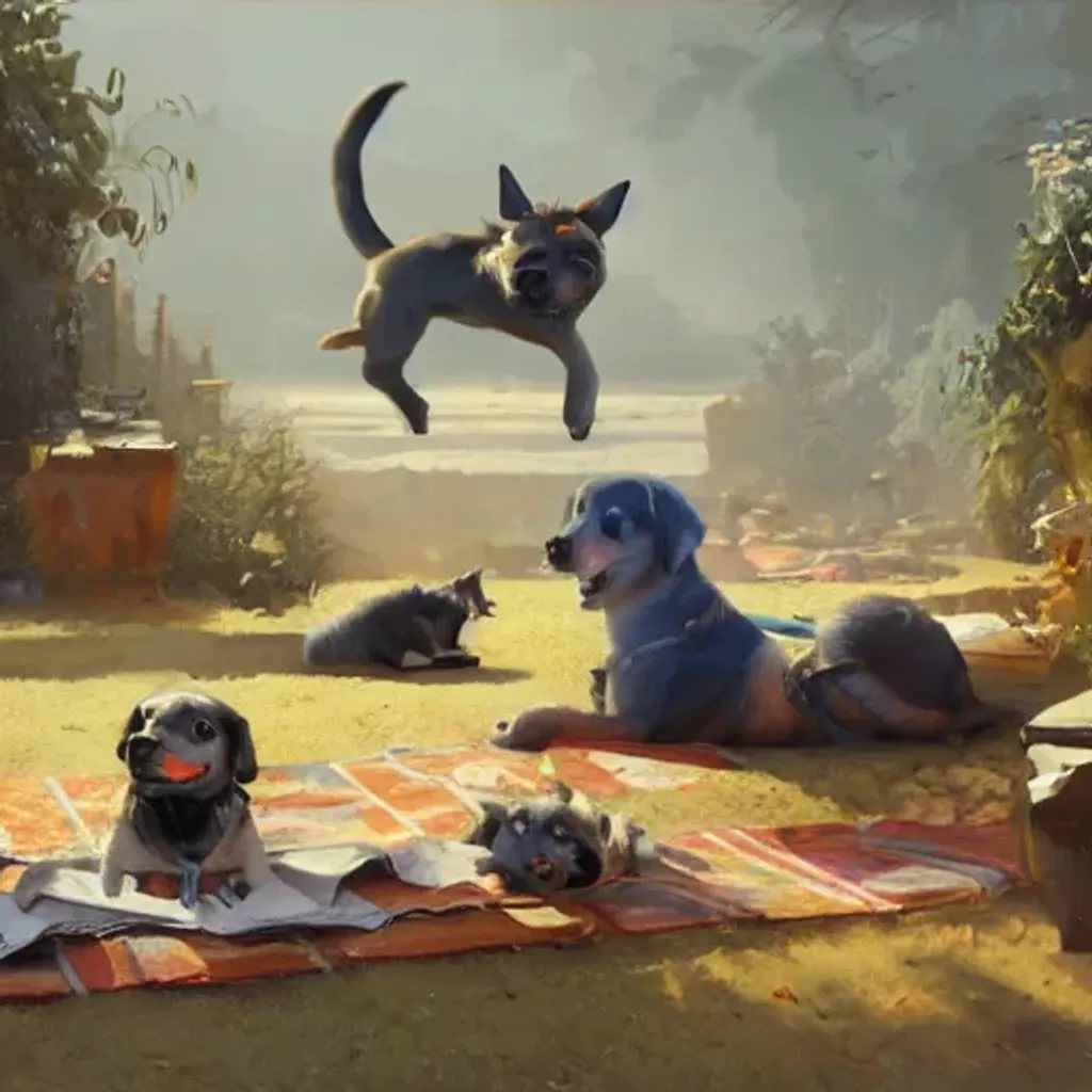 beautiful shocking art about playful derpy dogs, sub... | OpenArt