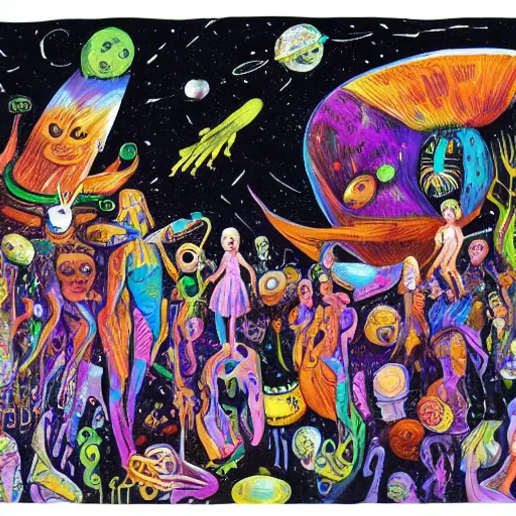 a lot of different human-like creatures dancing in s... | OpenArt