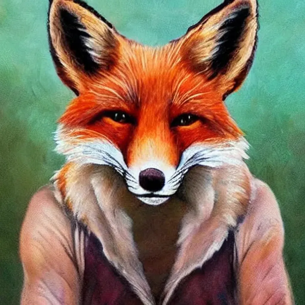 Fox man standing, painting, natural beauty | OpenArt