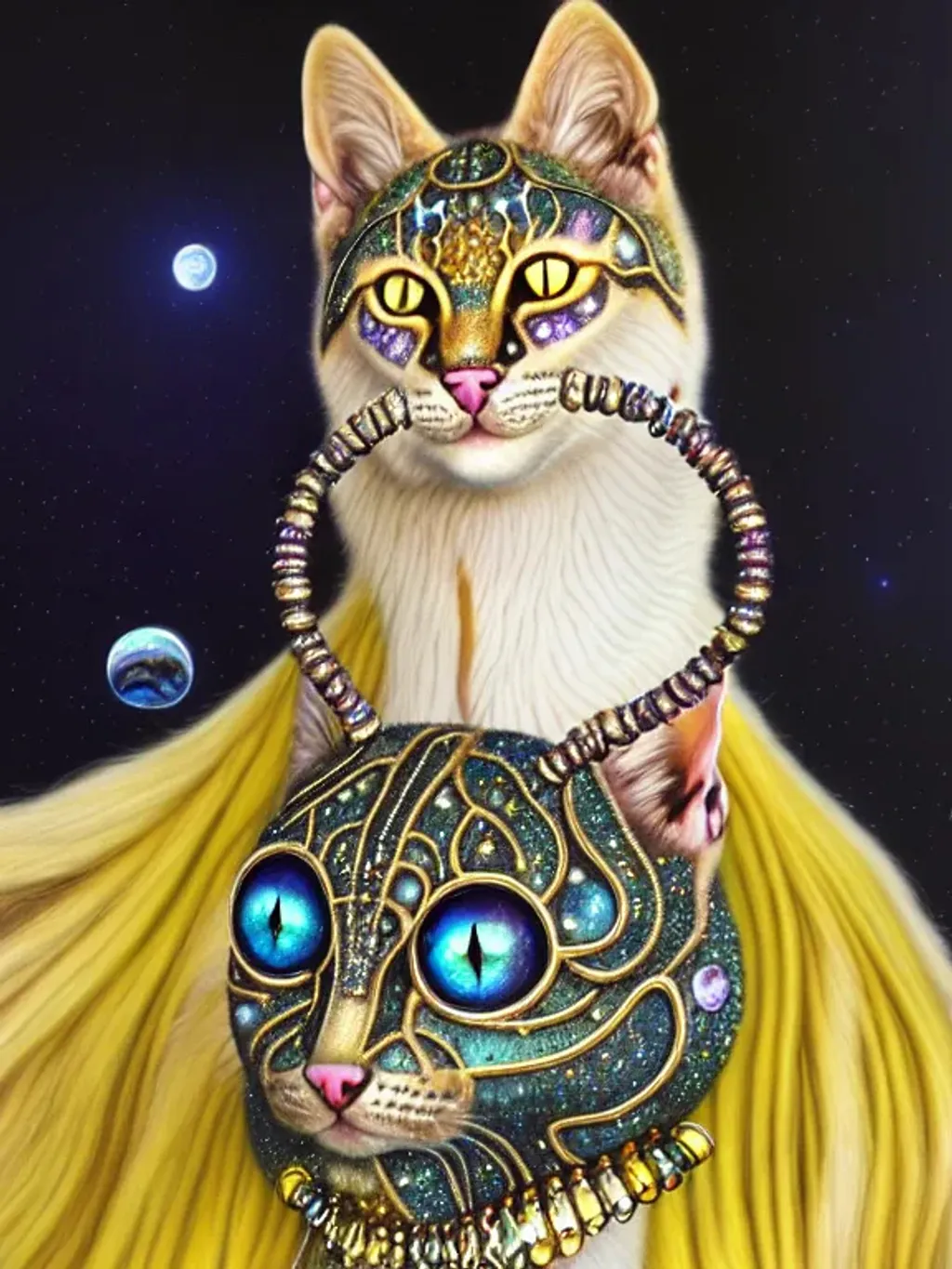 Bejewelled aesthetic cat shapeshifter felinoid godde... | OpenArt