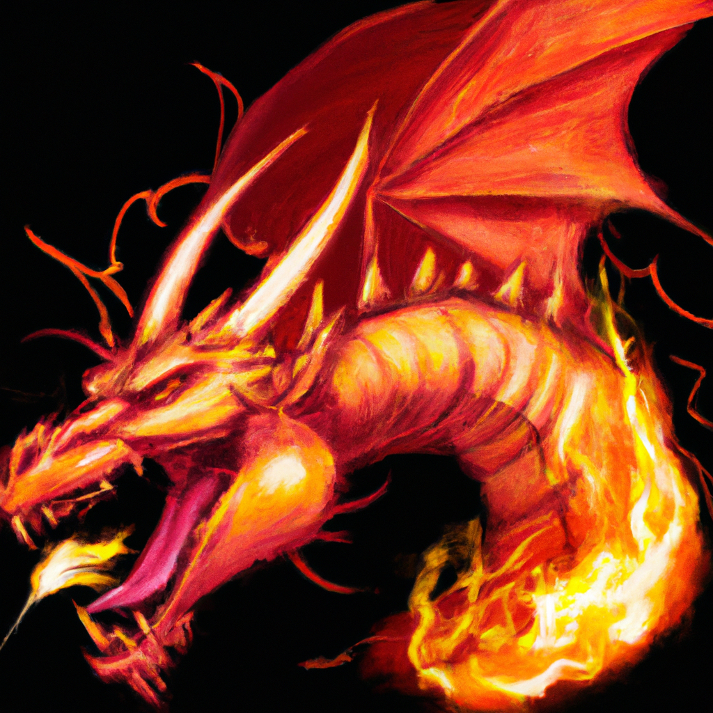 A dragon with red skin breathing fire, 1990's Disney... | OpenArt