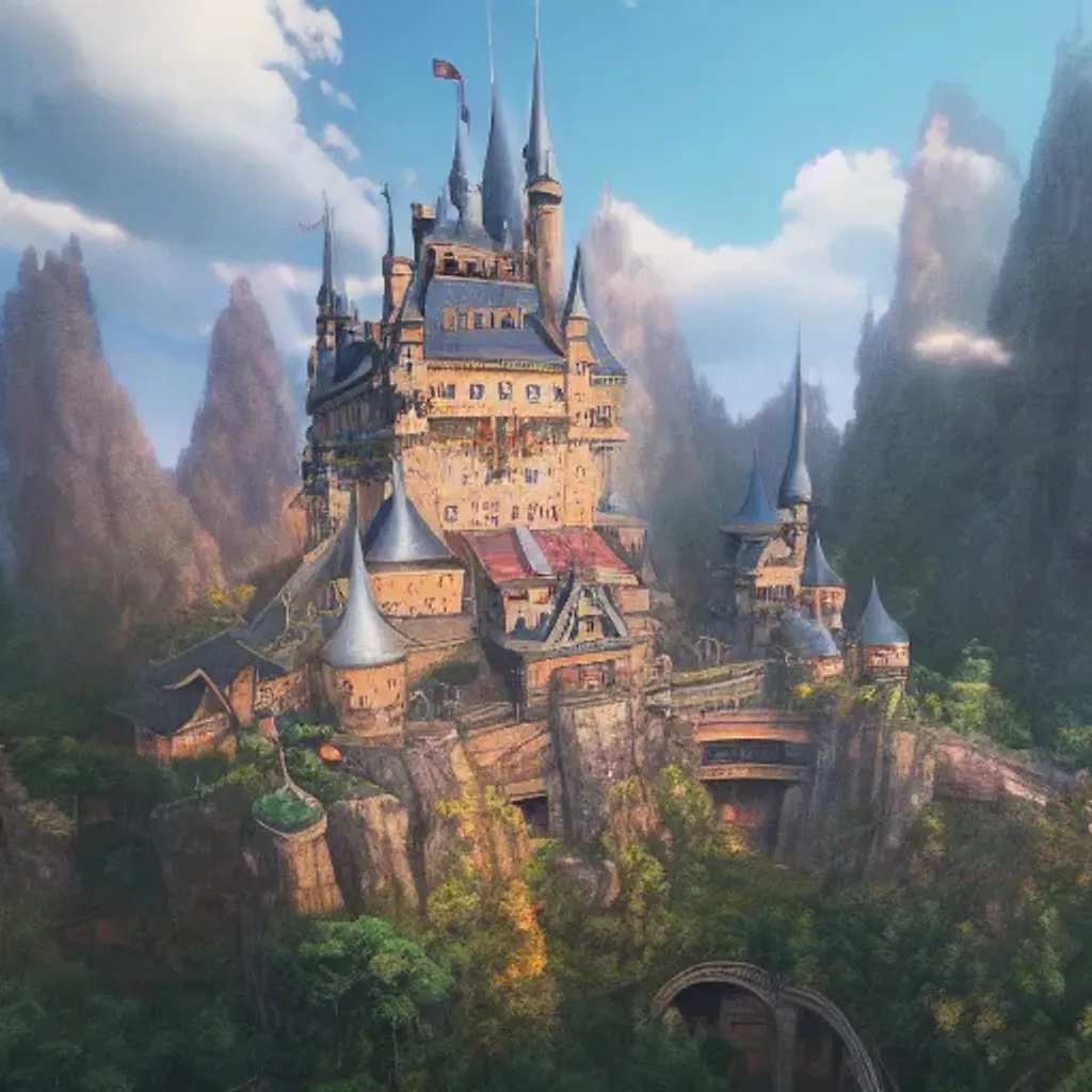 A highly detailed matte painting of a large castle i... | OpenArt