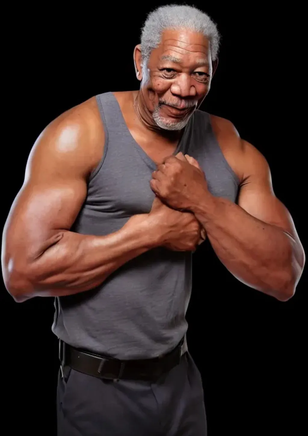 Morgan Freeman holding multiple ducks, yolked, muscl... | OpenArt