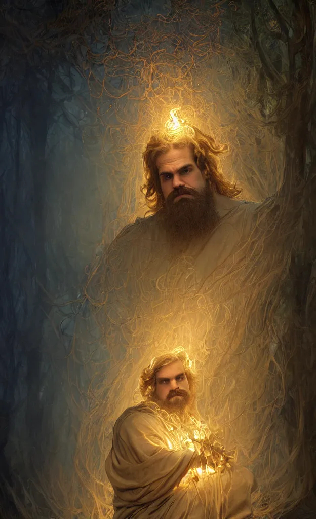 Cute young David Harbour, intricate wispy beard, wea... | OpenArt