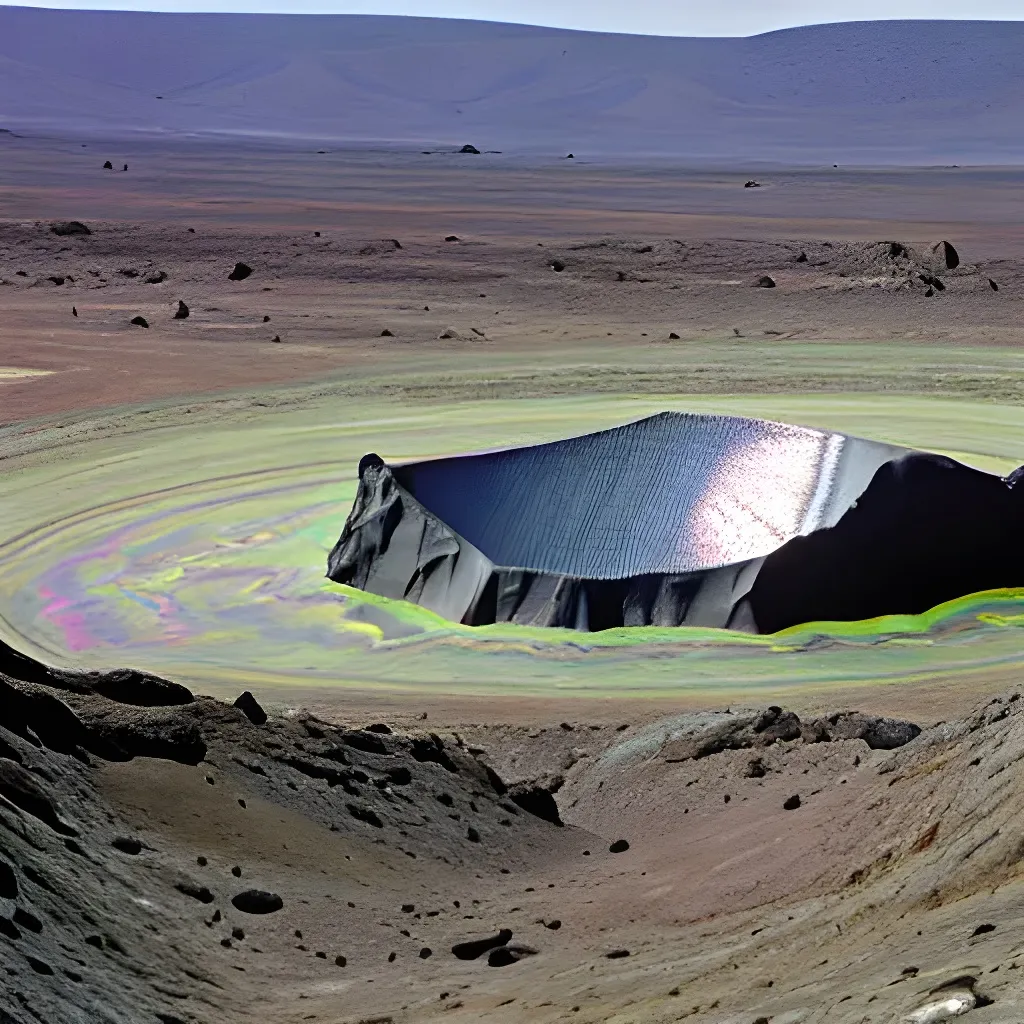 Foreground is an alias landscape. Craters and cavern... | OpenArt