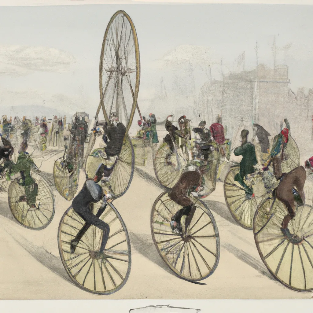 Penny Farthing High Wheeler Bicycle Race, 1880, Lond... | OpenArt