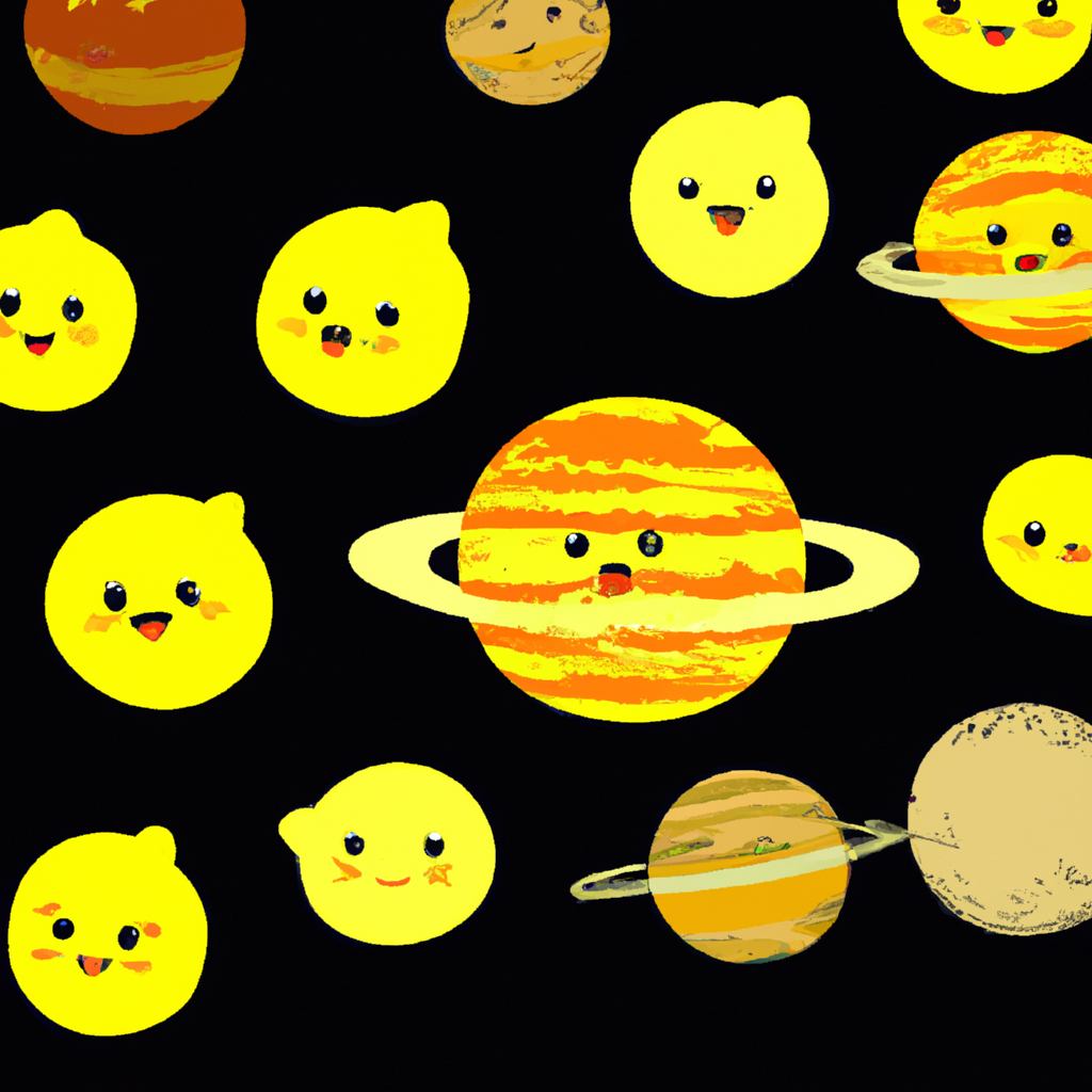 A solar system of lemmon planets with smiley faces. | OpenArt