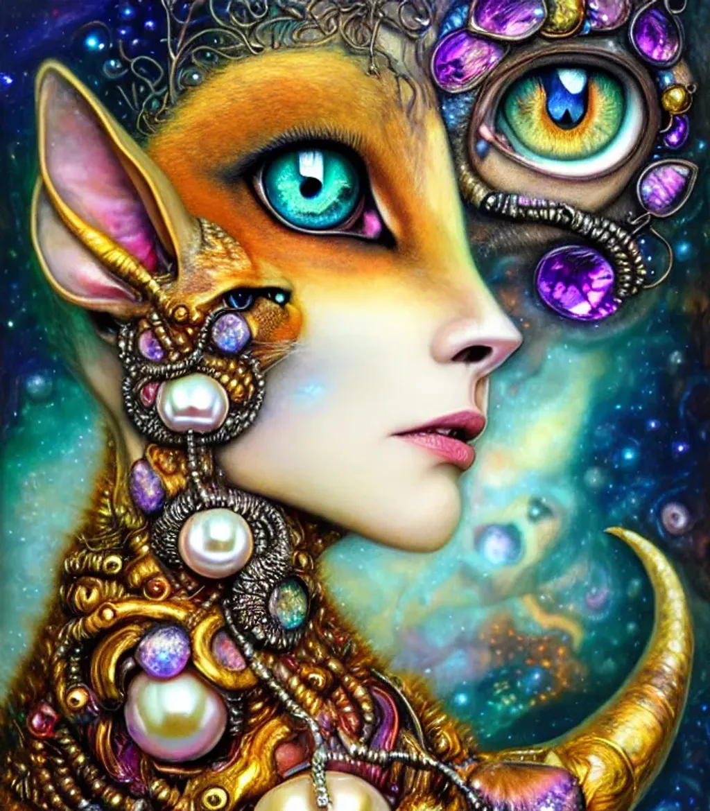 (( woman-cat shapeshifter)) indigo cream mustard pin... | OpenArt