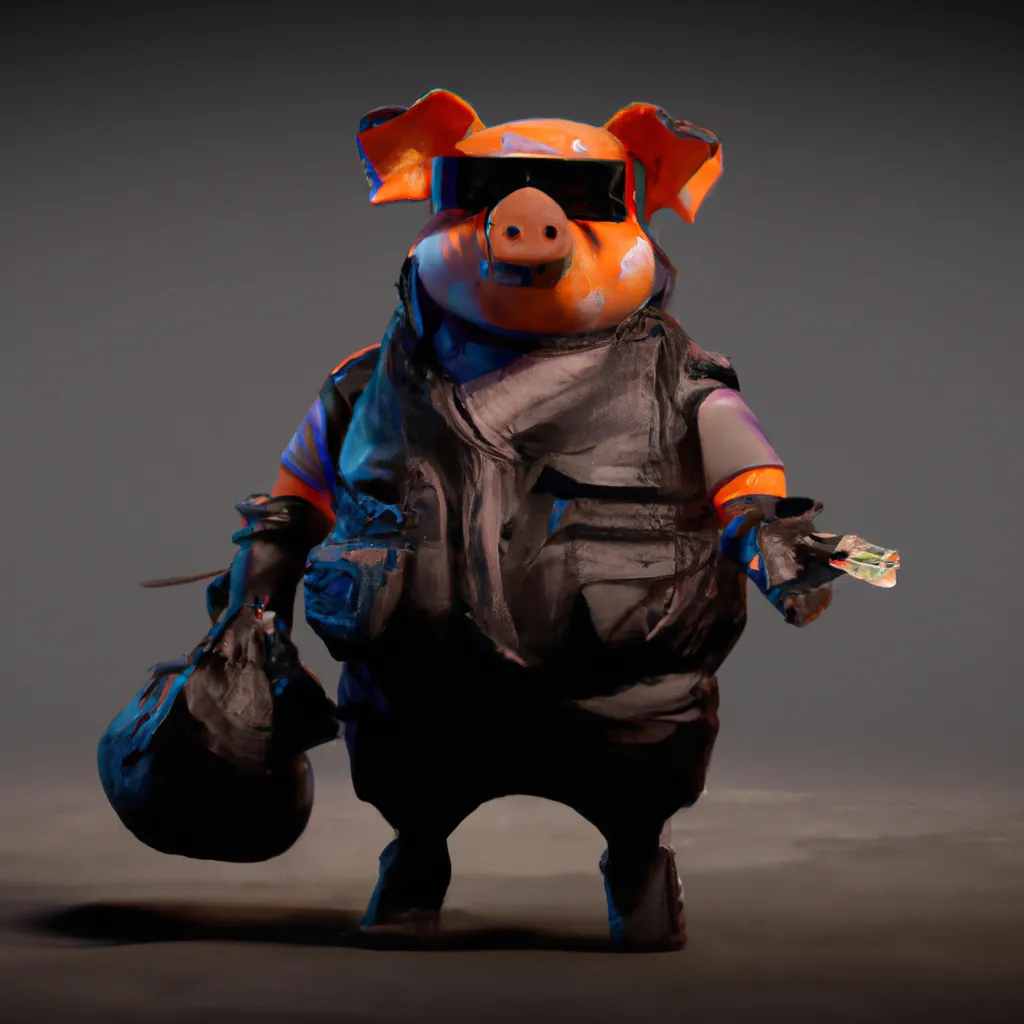 Unreal engine, 4K, 144Hz, Gangsta Pig with a sack of... | OpenArt