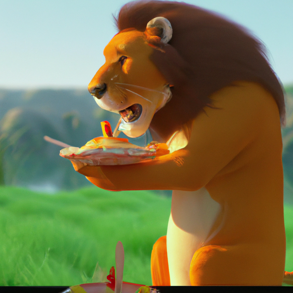 lion king eating cake, simba, highly detailed, 8k, hd | OpenArt