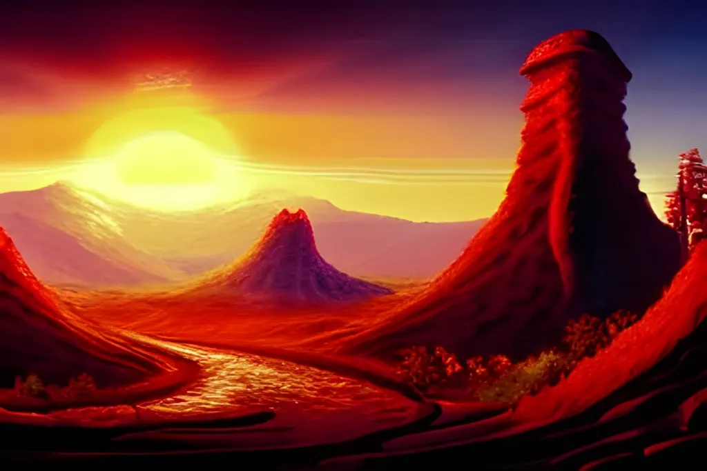 Detailed Landscape of hell, realm of sandstone ruins...