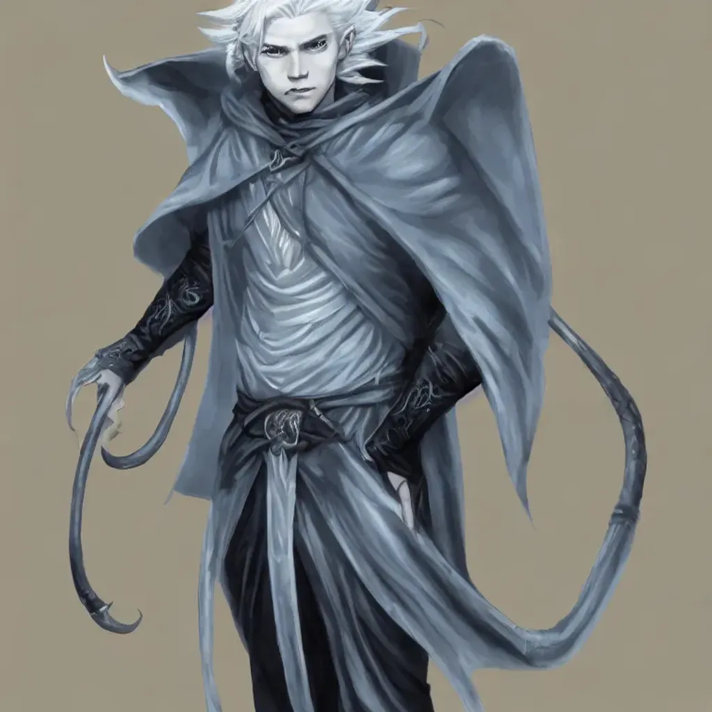 splash art portrait of a tiefling, young adult, pret...