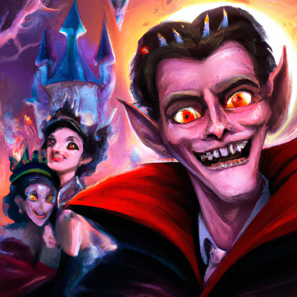 Face of a joking laughing vampire with sharp teeth a... | OpenArt