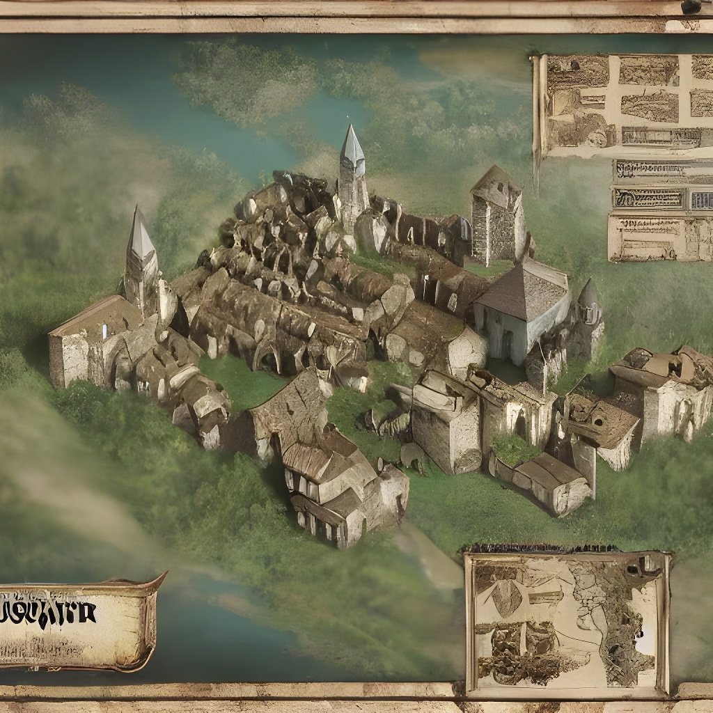 medieval village. level design. rpg map. aerial. rea...