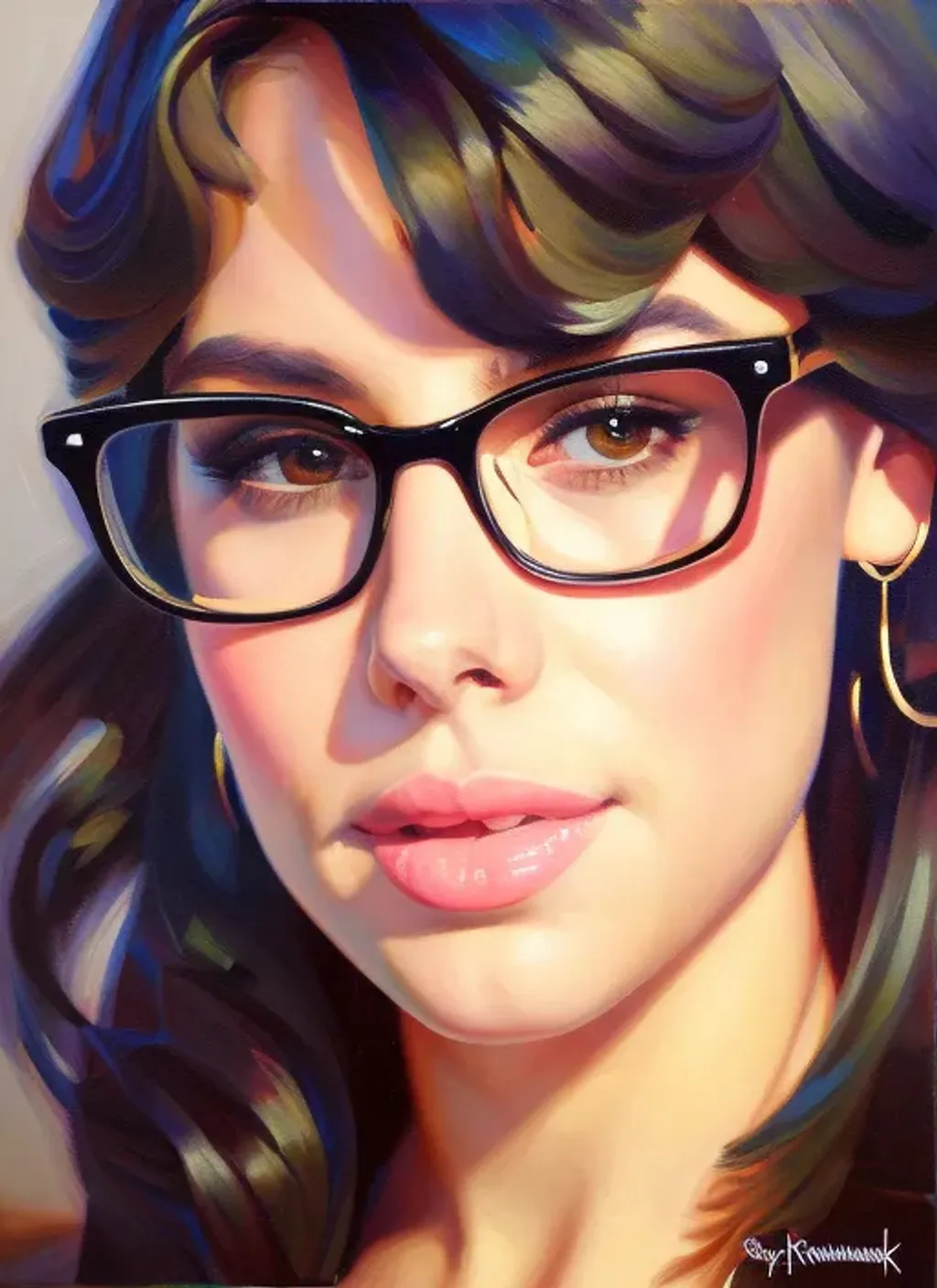 Facial Portrait Of A Cute Nerdy Teenage Girl Hispan OpenArt