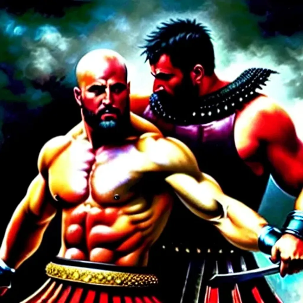 digital painting of 2 roman gladiators fighting each... | OpenArt