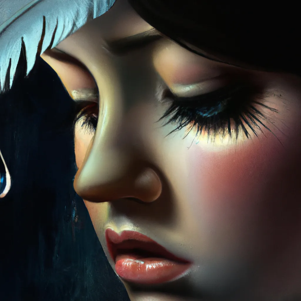 beautiful woman weeping tears, fair clean perfect co...