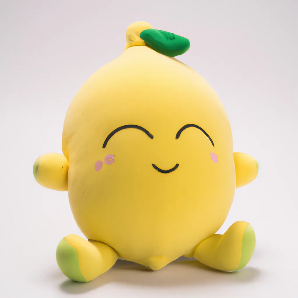 A happy, baby lemon plush toy. Studio lighting. | OpenArt