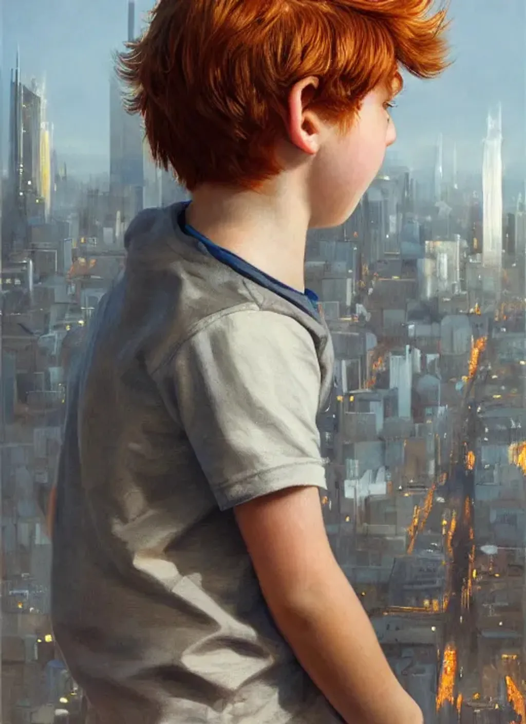Hyper realistic portrait of a boy with ginger hair a... | OpenArt