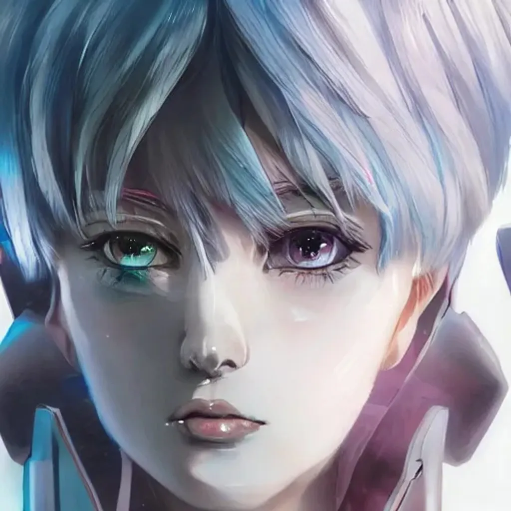 ilya kuvshinov, a half robot girl, short hair, white... | OpenArt