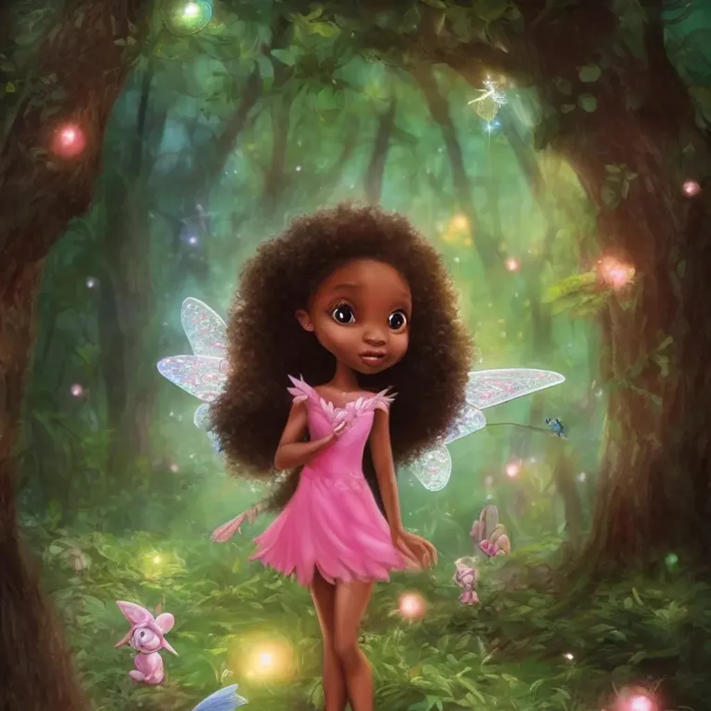 A little cute African American girl in an enchanting... | OpenArt
