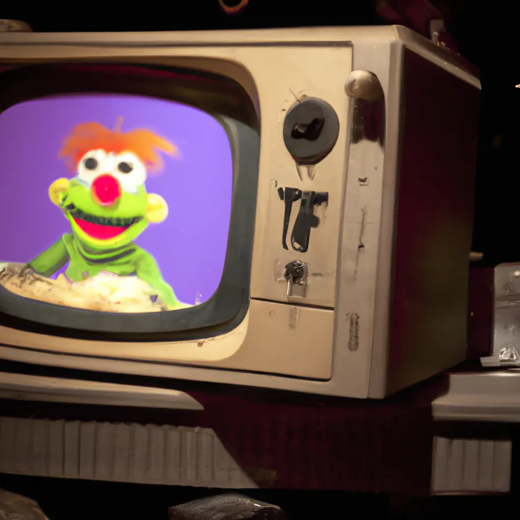 old crt tv displaying an old muppet show | OpenArt